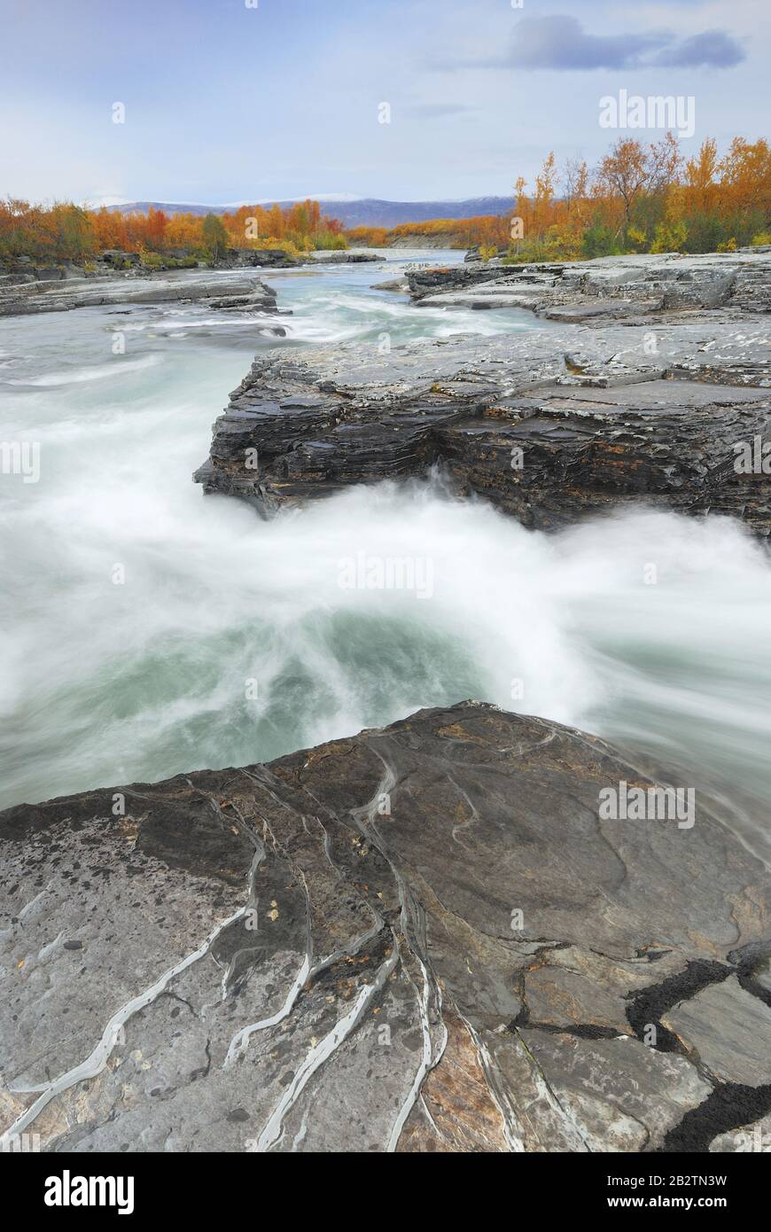 Fluss Abiskojåkka, Abisko Nationalpark, Norrbotten, Lappland, Schweden ...