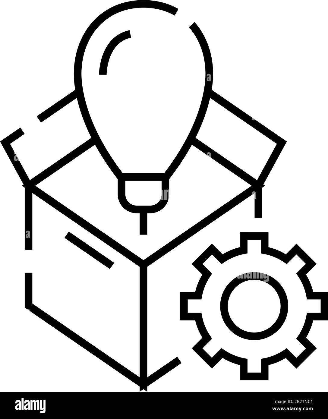 Think out of the box line icon, concept sign, outline vector ...