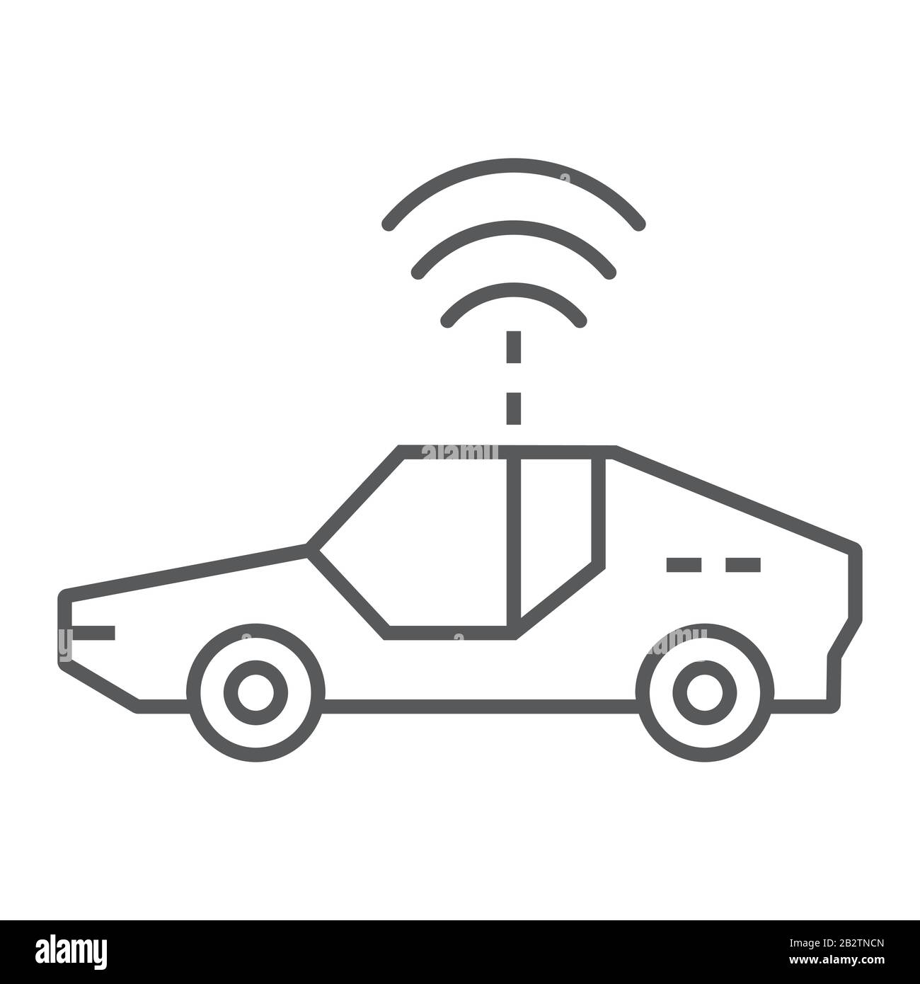 Autonomous car thin line icon, technology and future car, self driving ...