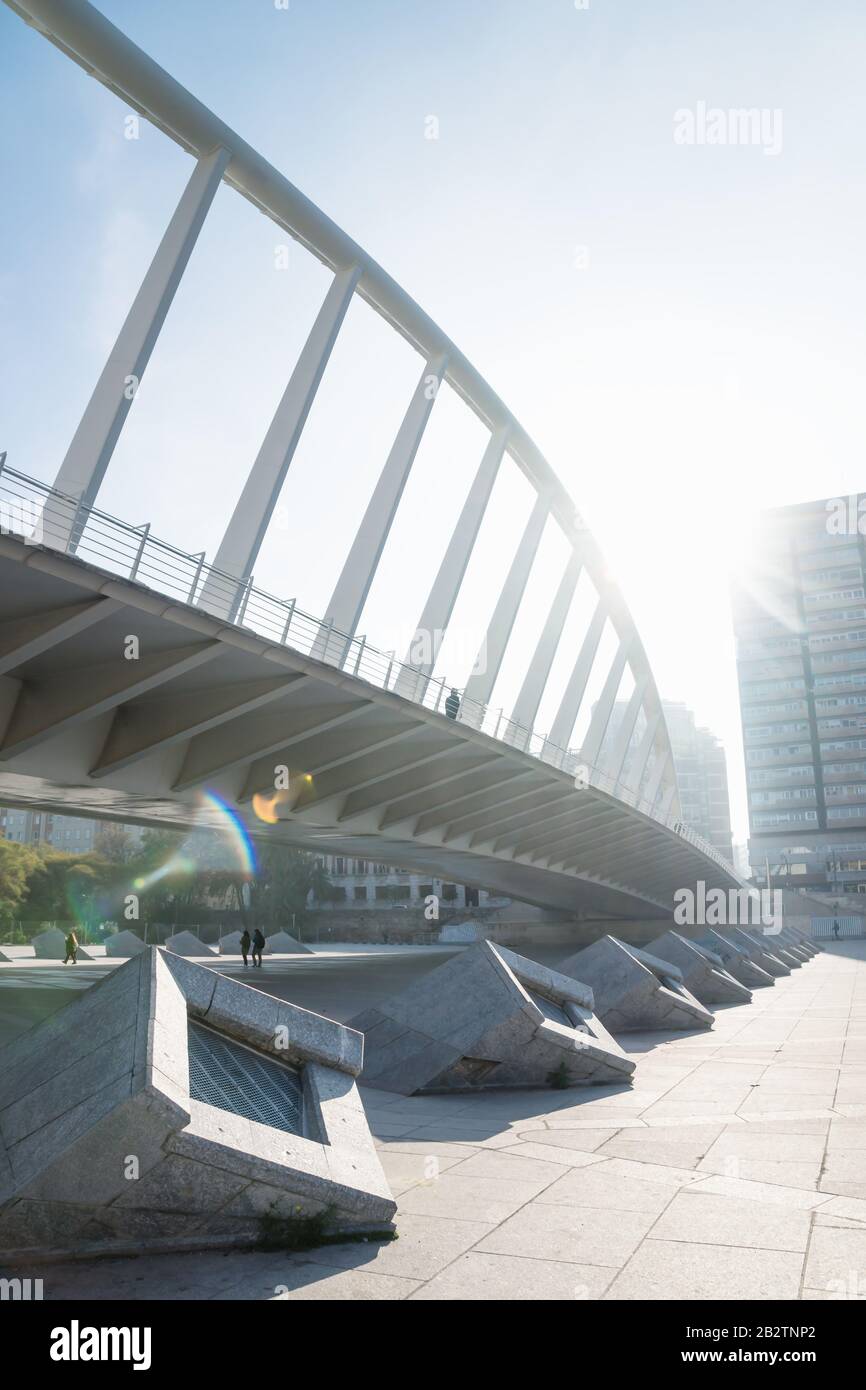 Under the Exhibition bridge or Puente de la Peineta in the turia river ...