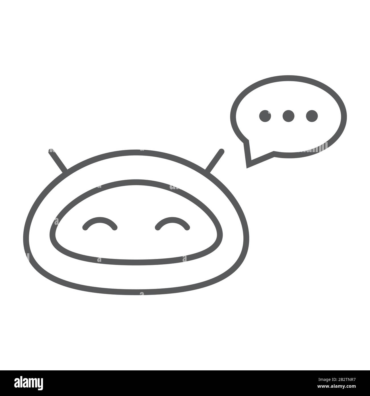 Chatbot thin line icon, technology and bot, chatterbot sign, vector graphics, a linear pattern ...