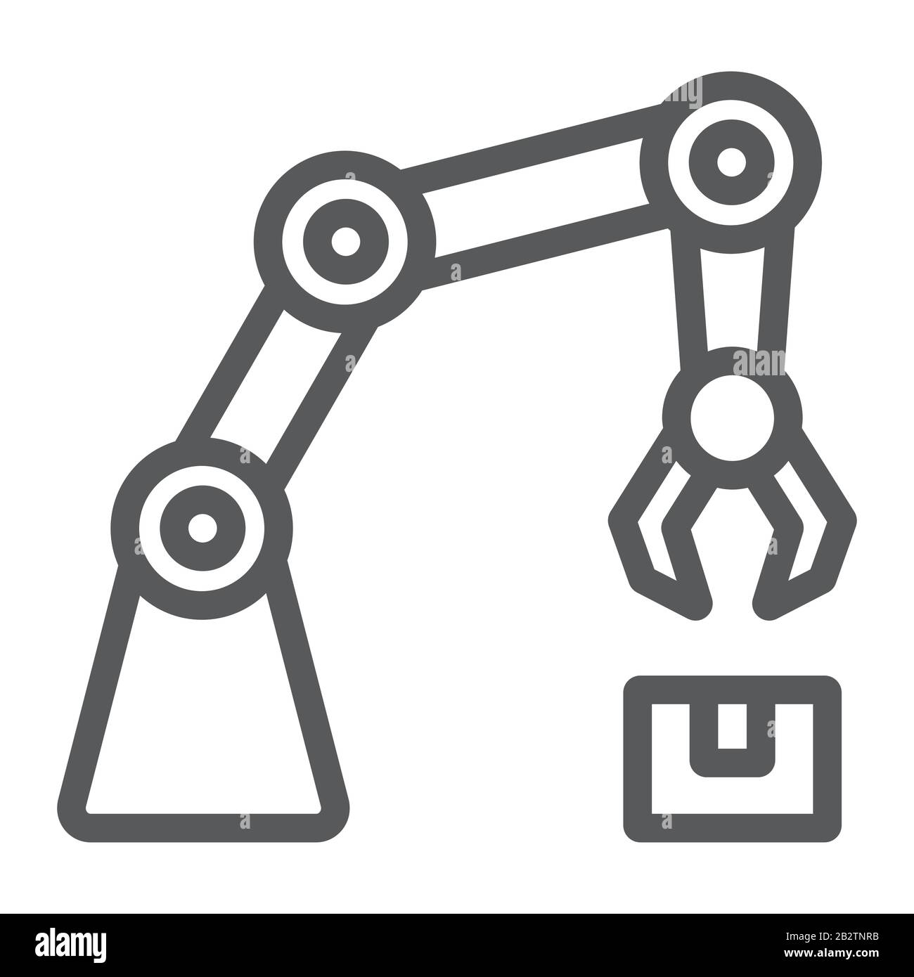 Robotic arm line icon, technology and machine, mechanical arm sign ...