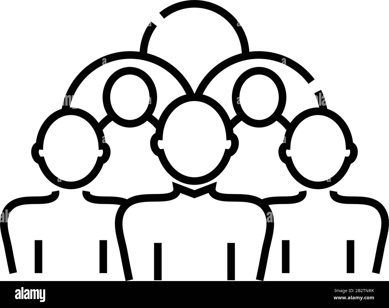 Team collaboration line icon, concept sign, outline vector illustration ...