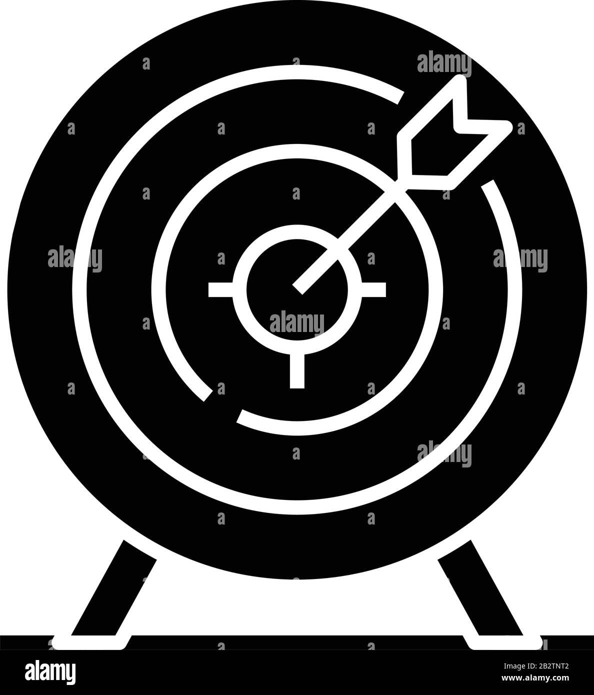 Meeting a goal black icon, concept illustration, vector flat symbol ...