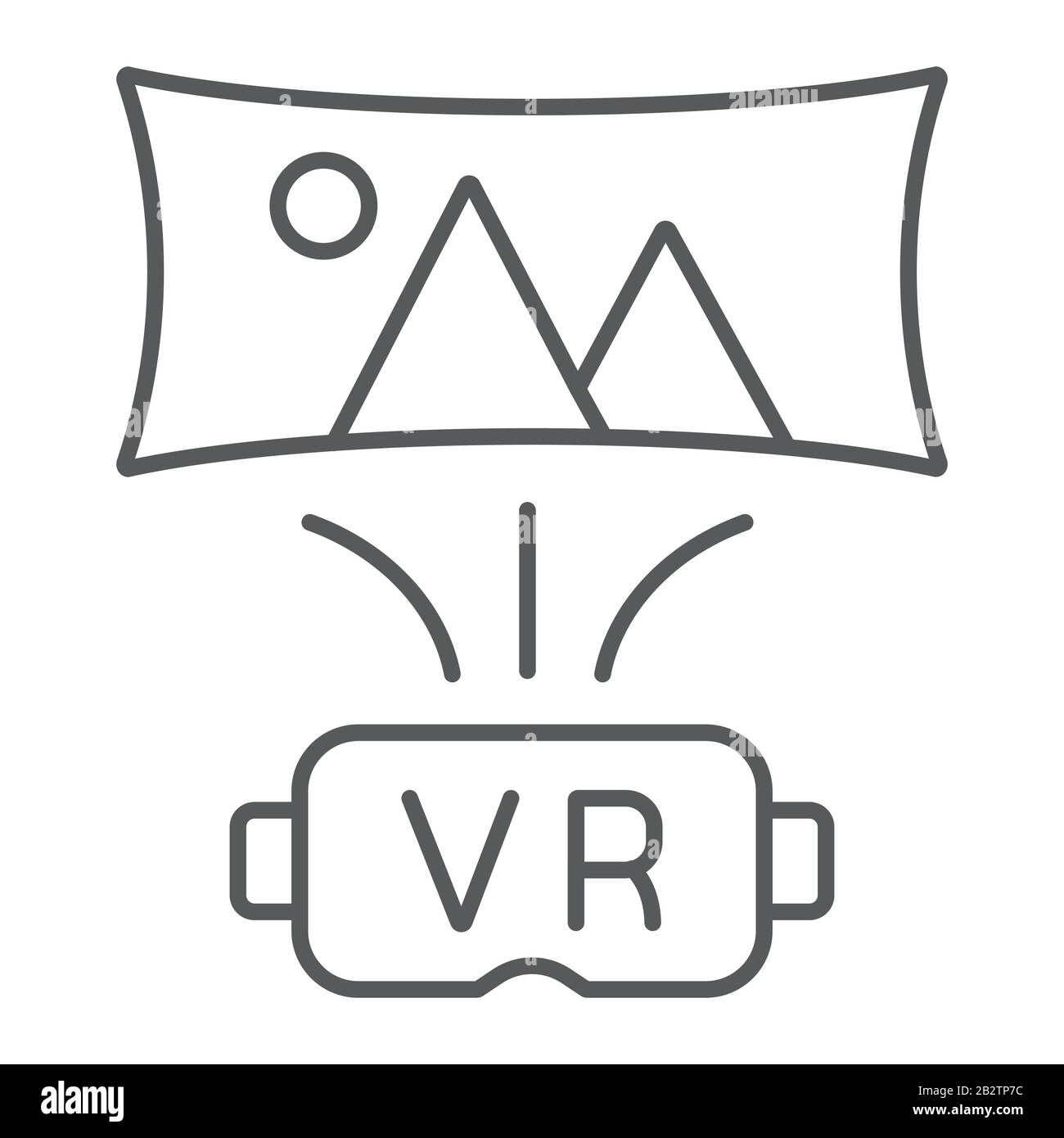 Virtual reality thin line icon, technology and vr, vr glasses sign ...