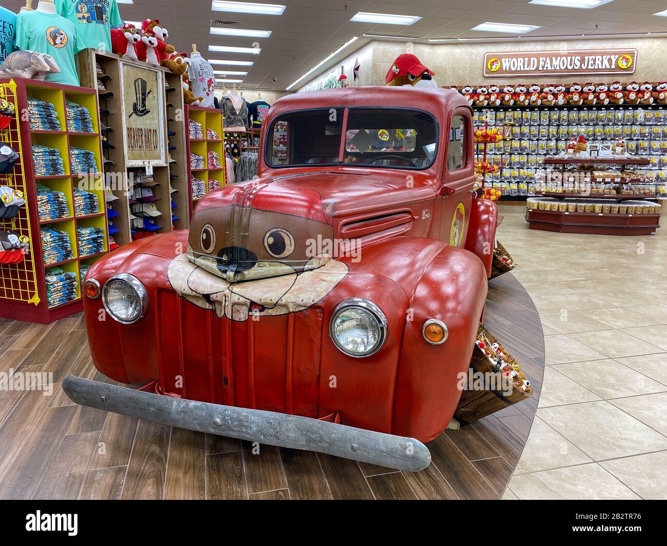 Houston, TX/USA-2/25/20: A painted pickup truck with Bucees Beaver ...