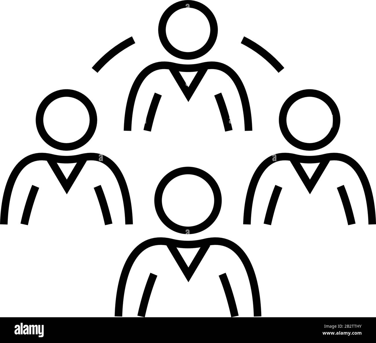Team leadership line icon, concept sign, outline vector illustration ...