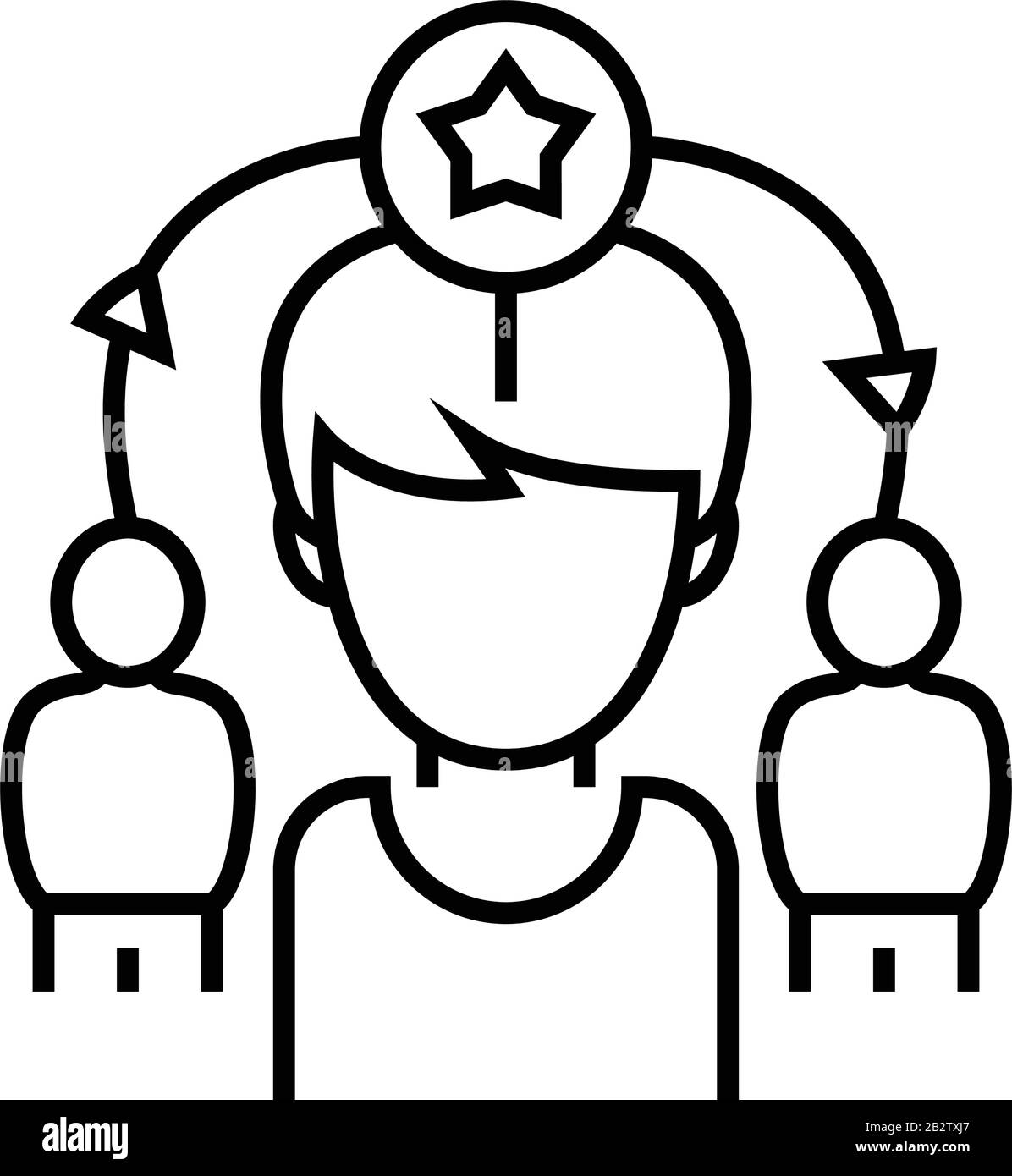 Team solutions line icon, concept sign, outline vector illustration ...