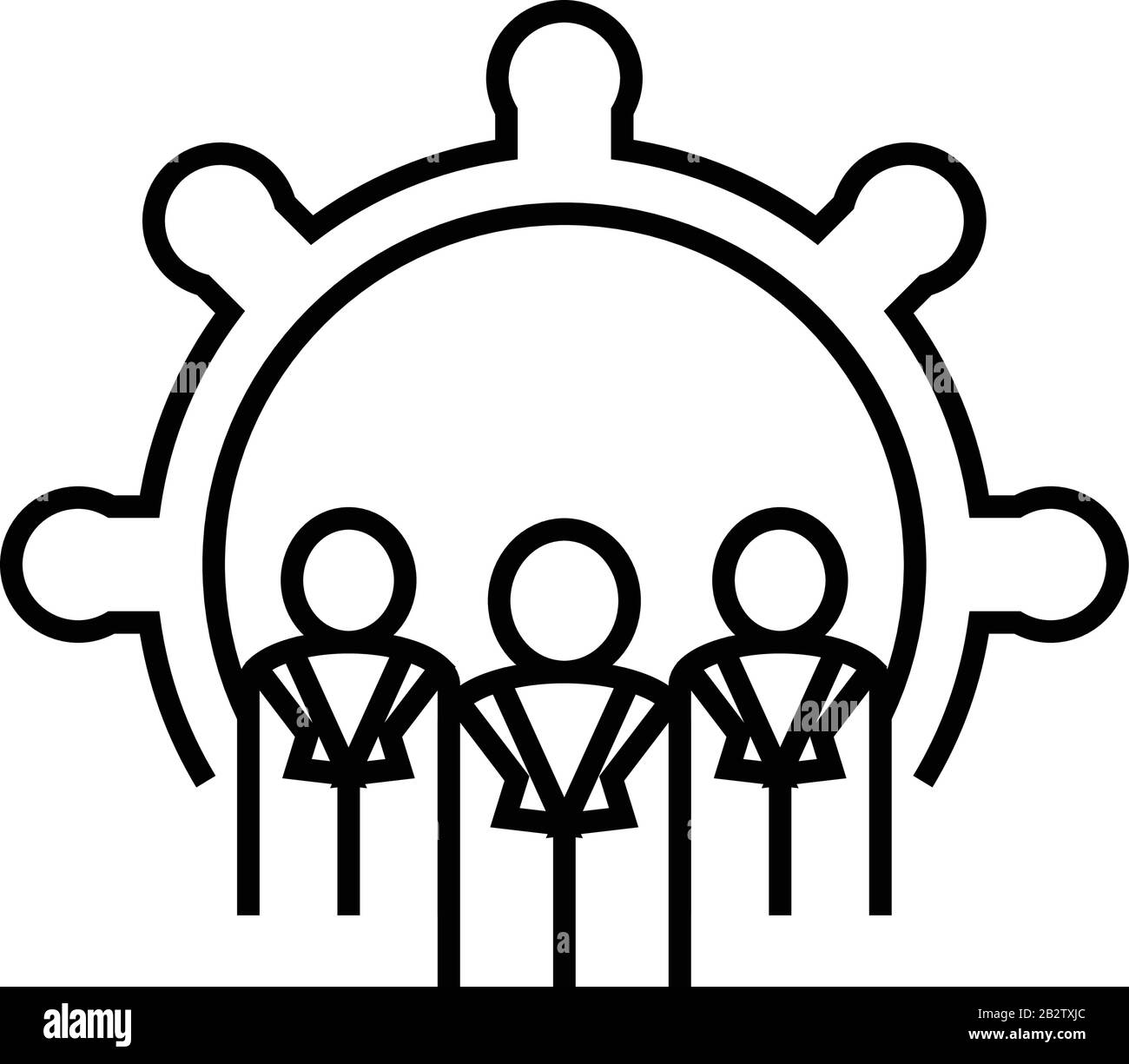 Team system line icon, concept sign, outline vector illustration ...