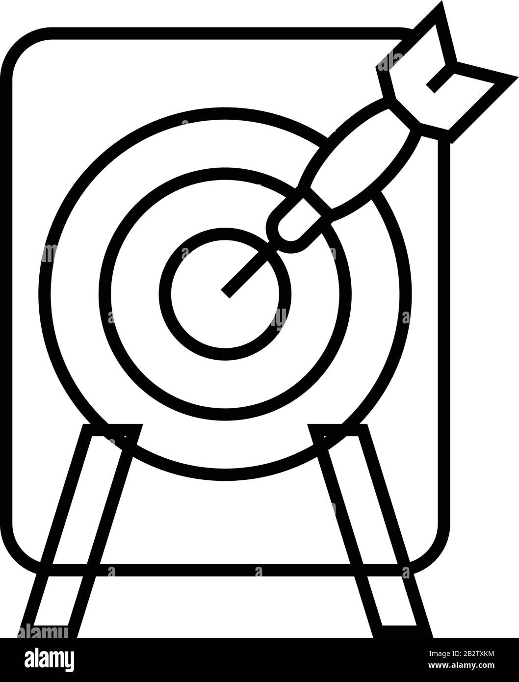 Target desk line icon, concept sign, outline vector illustration ...