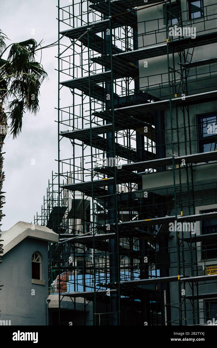 Paphos Cyprus March 03, 2020 View of a new building in construction in ...