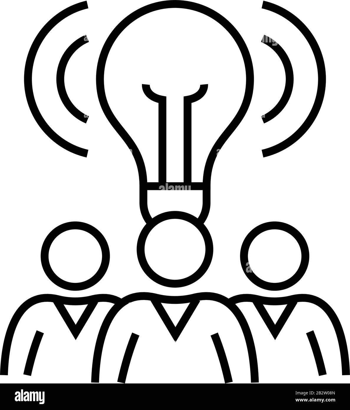 Team brainstorming line icon, concept sign, outline vector illustration ...