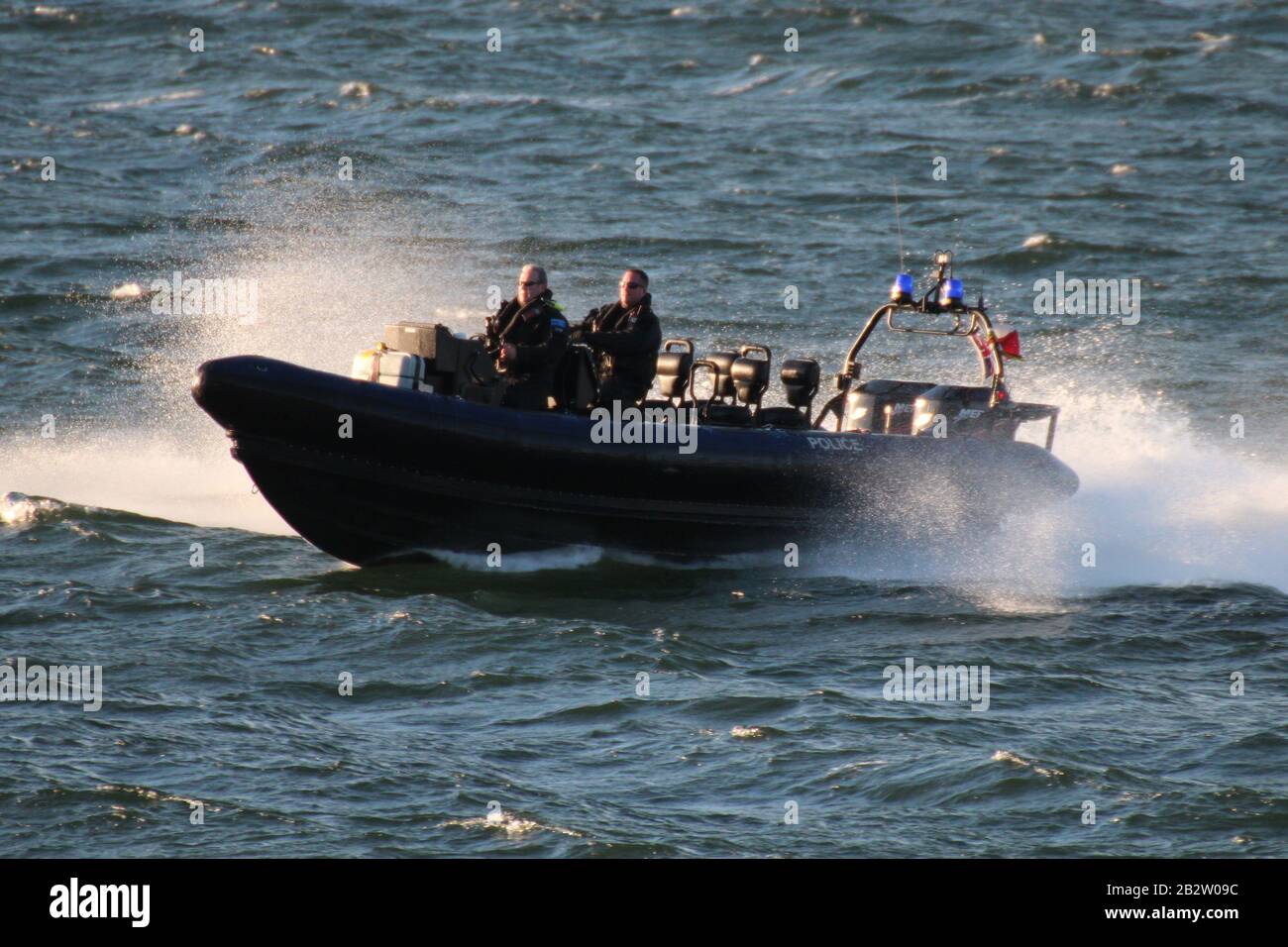 A Ministry of Defence Police RHIB, off Gourock on the Firth of Clyde ...