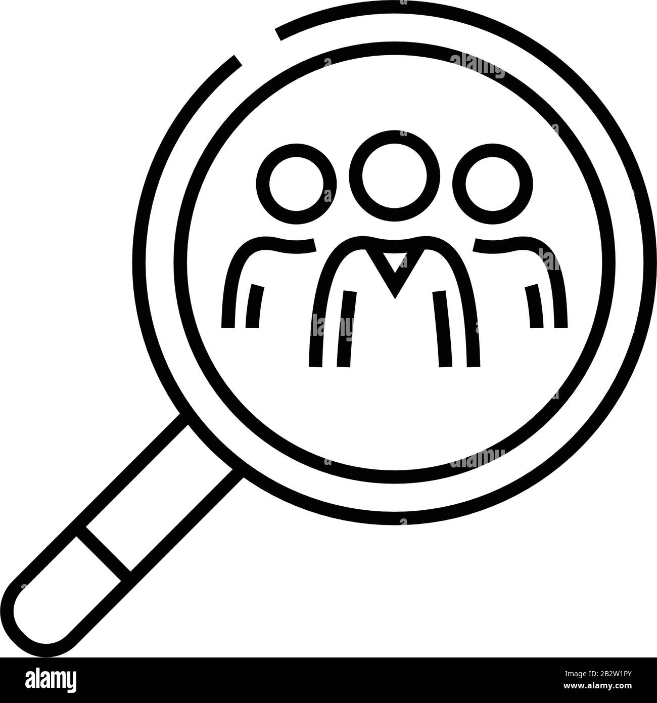Team members search line icon, concept sign, outline vector ...