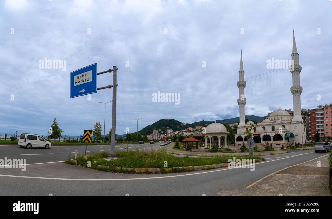 Surmene, Trabzon/Turkey August 07 2019: General view of Surmene Town ...