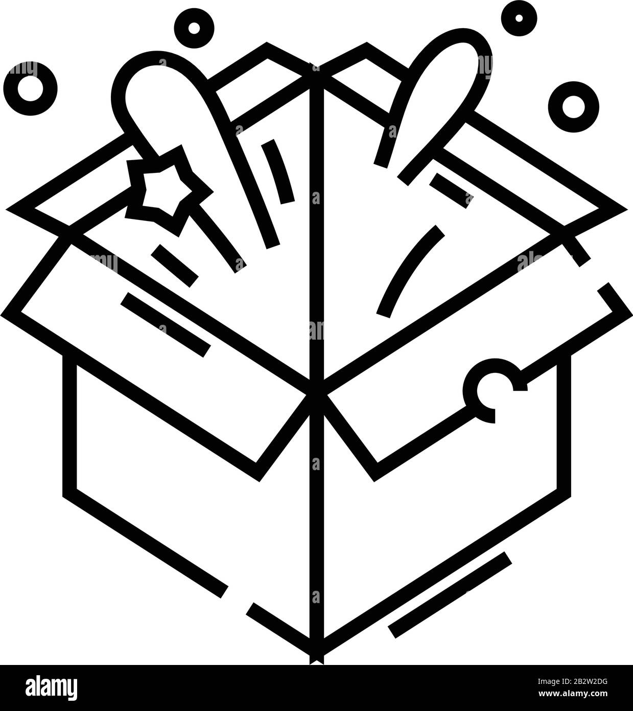 Surprise box line icon, concept sign, outline vector illustration ...