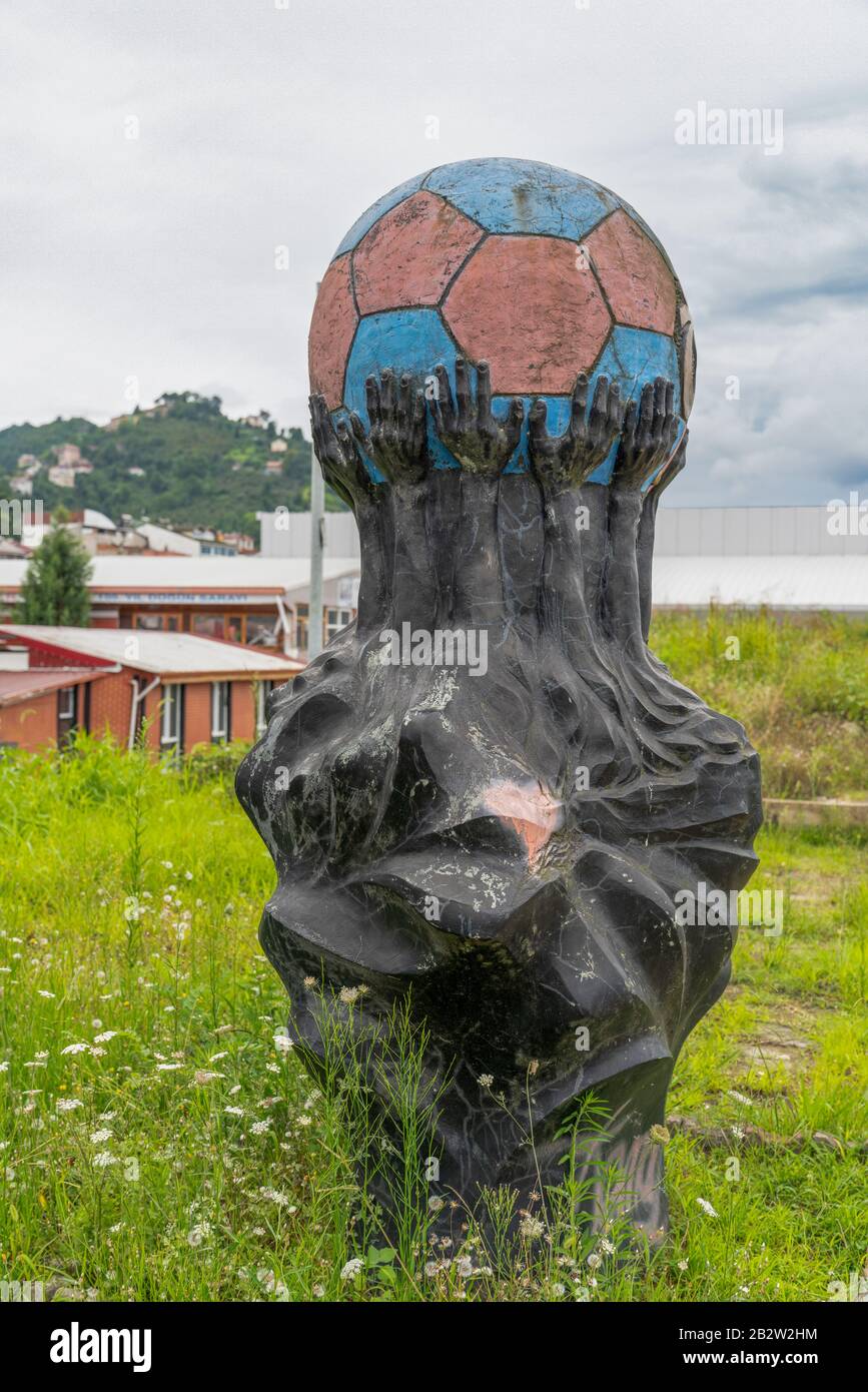 Surmene, Trabzon/Turkey August 07 2019: Statue of emblem of Trabzon ...