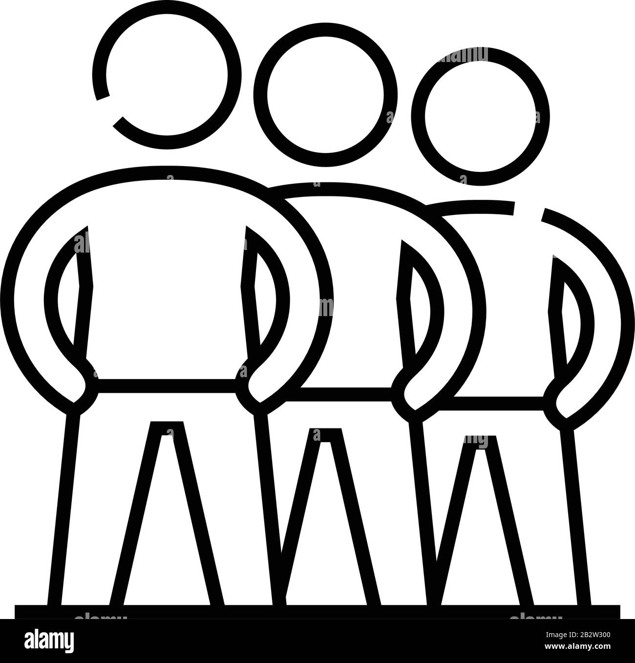Team members line icon, concept sign, outline vector illustration ...