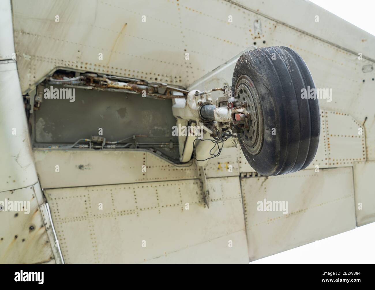 Bottom view of military airplane tire. Engineering concept Stock Photo ...