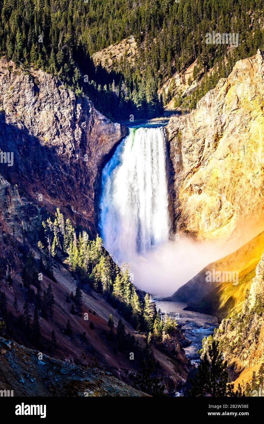 Lower Falls of the Yellowstone from Artist Point, vertical Stock Photo ...