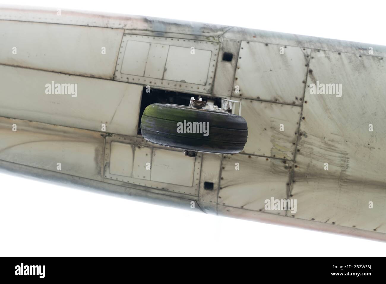Bottom view of military airplane tire. Engineering concept Stock Photo ...