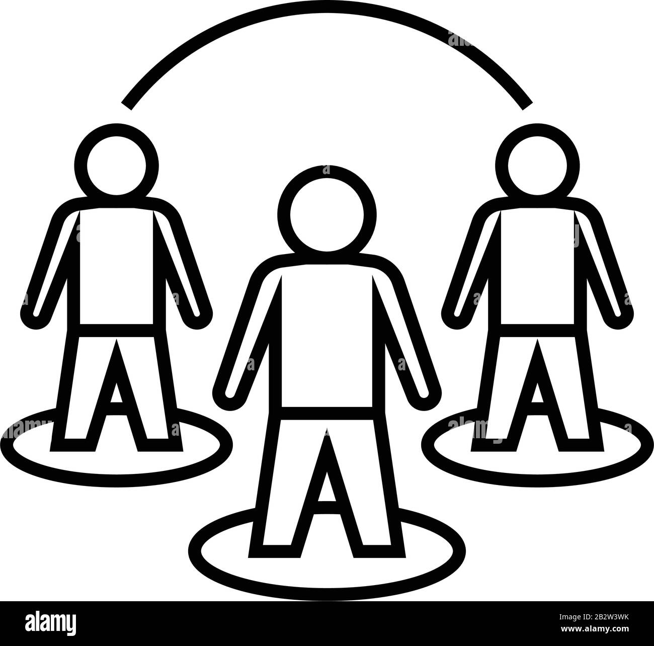 Team employees line icon, concept sign, outline vector illustration ...