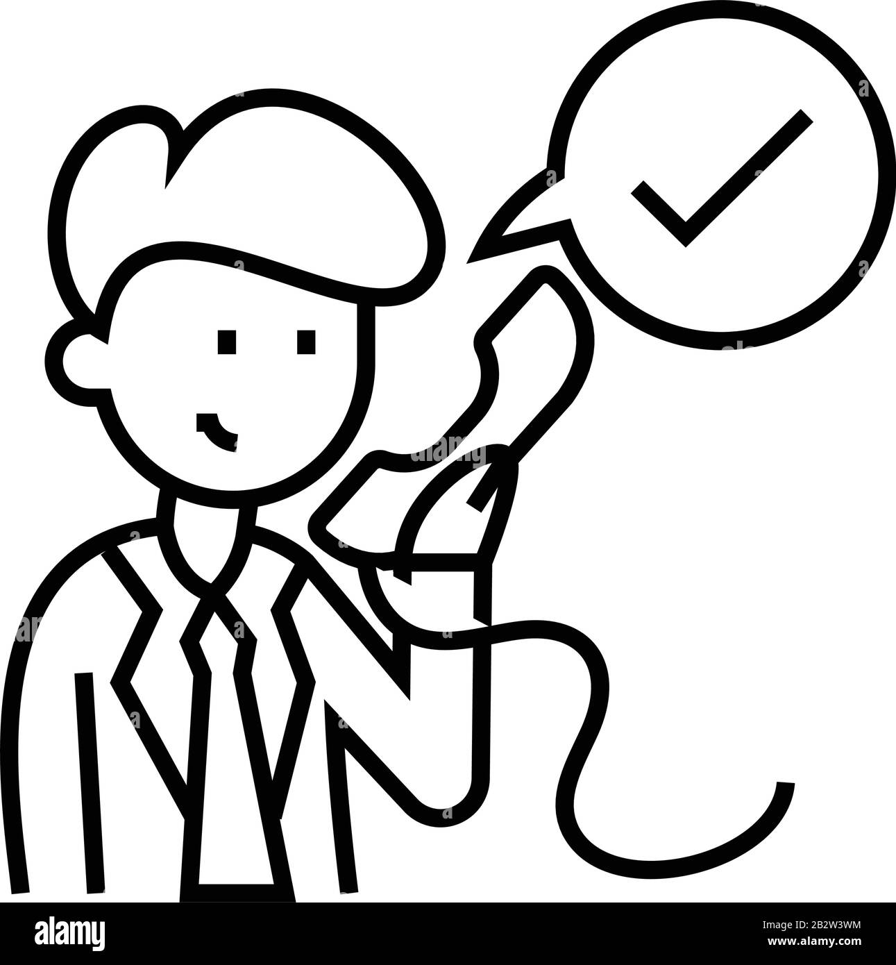 Telephone call line icon, concept sign, outline vector illustration ...