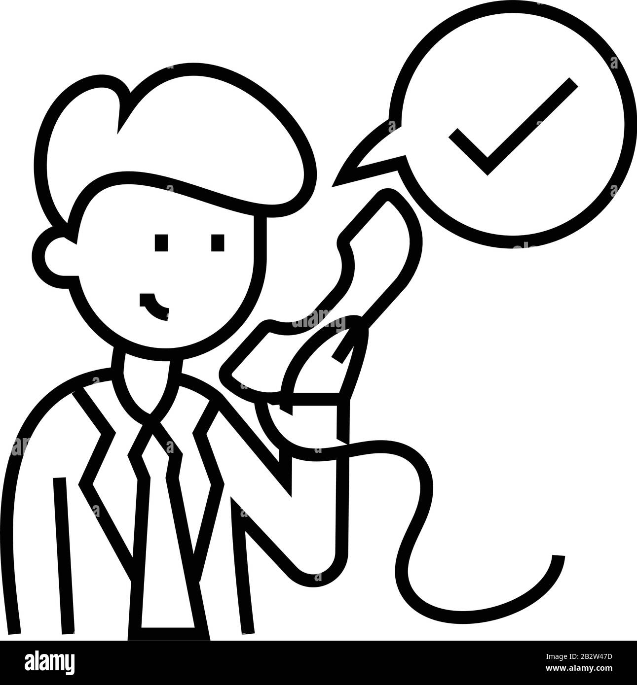 Telephone call line icon, concept sign, outline vector illustration ...