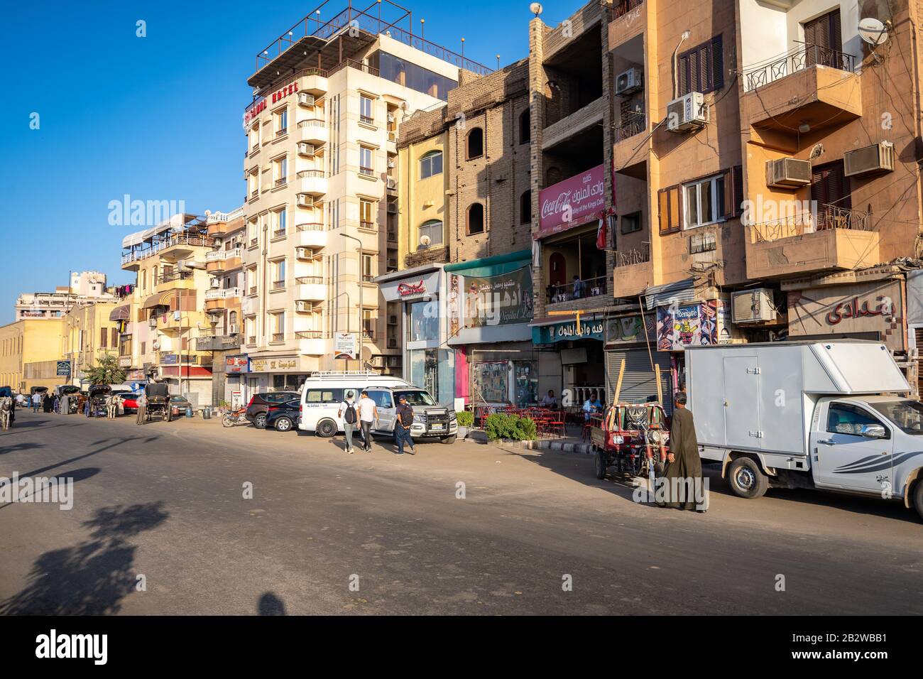 Luxor, Egypt - Buildings along the main road Stock Photo - Alamy