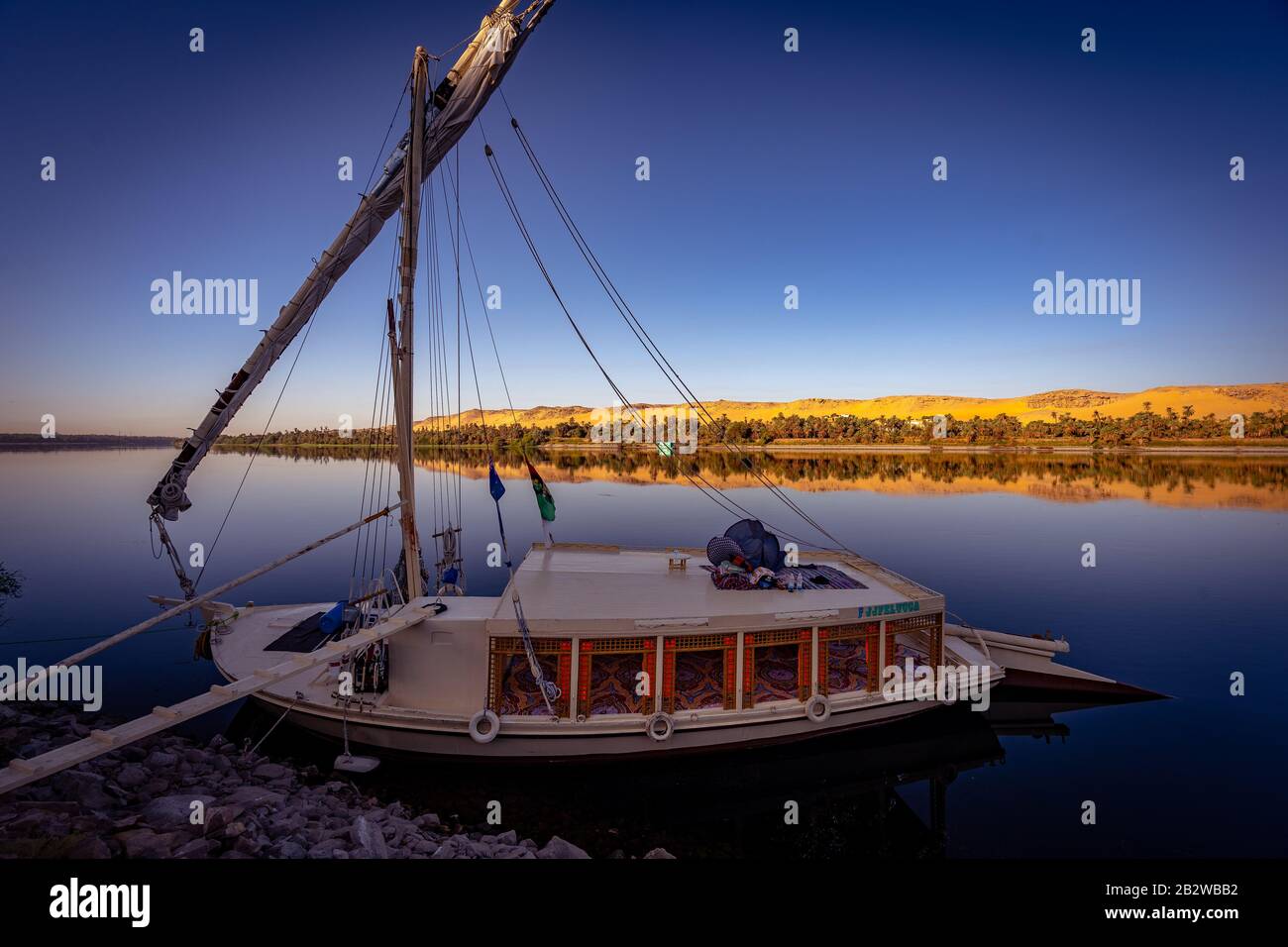 Luxor, Egypt - Traditional felucca boat on the river Nile Stock Photo ...