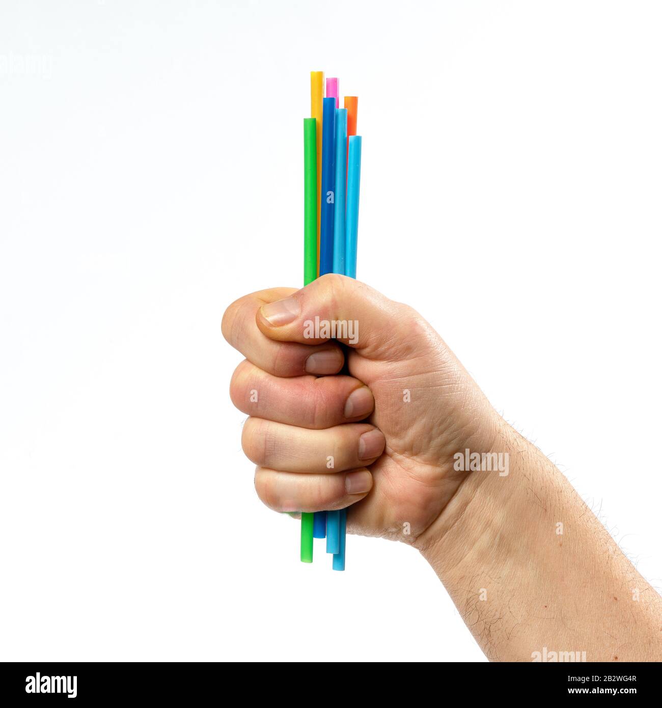 some colored plastic straws in hand Stock Photo - Alamy