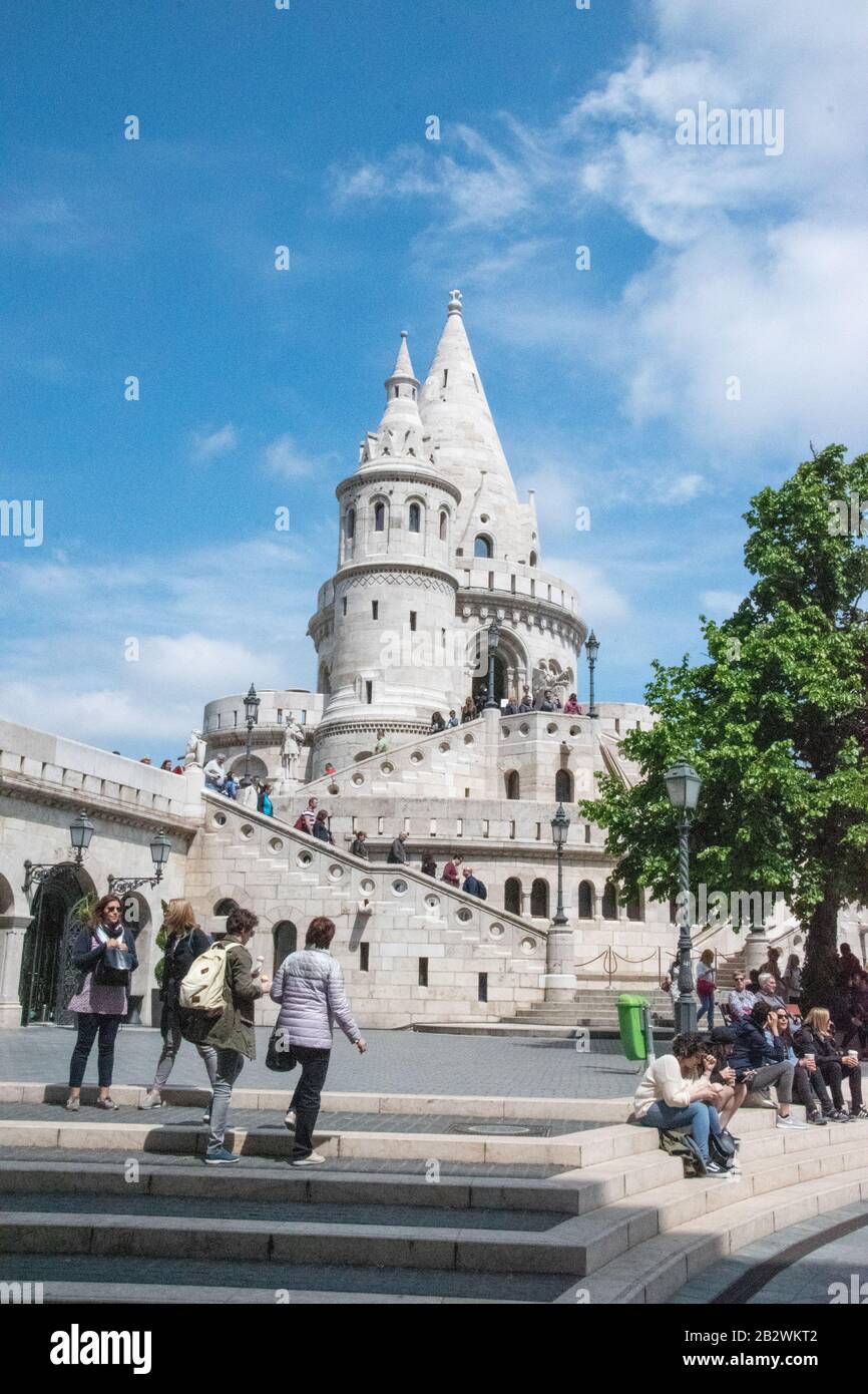 Tourists at the Halászbástya or Fisherman's Bastion is one of the best ...