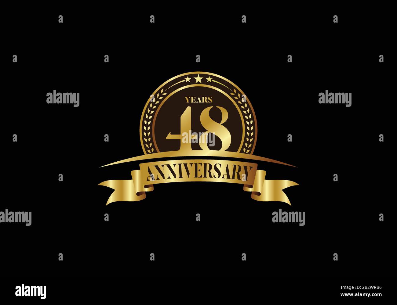 48th years anniversary logo template, vector design birthday ...