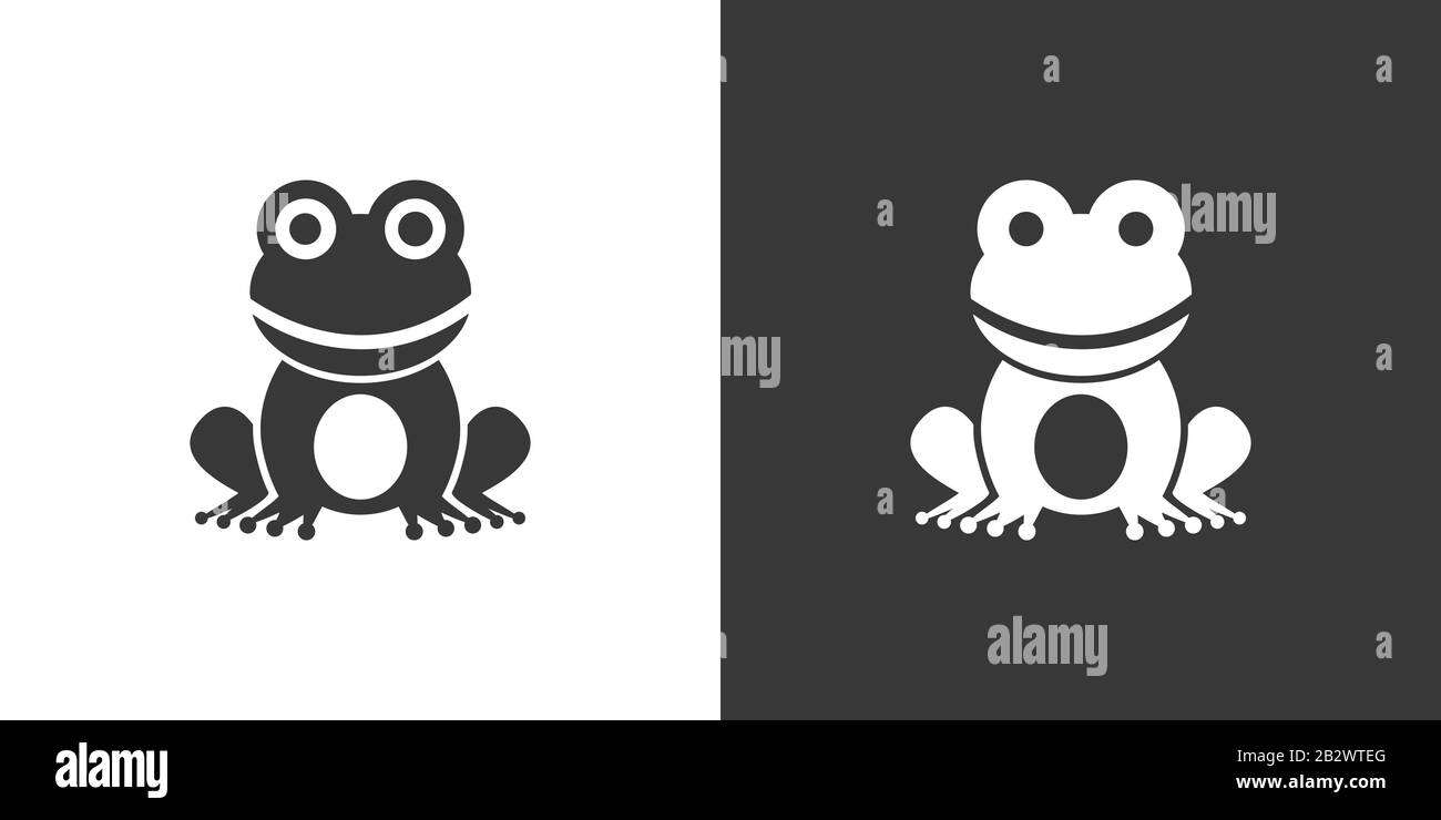 Frog. Isolated icon on black and white background. Animal glyph vector ...