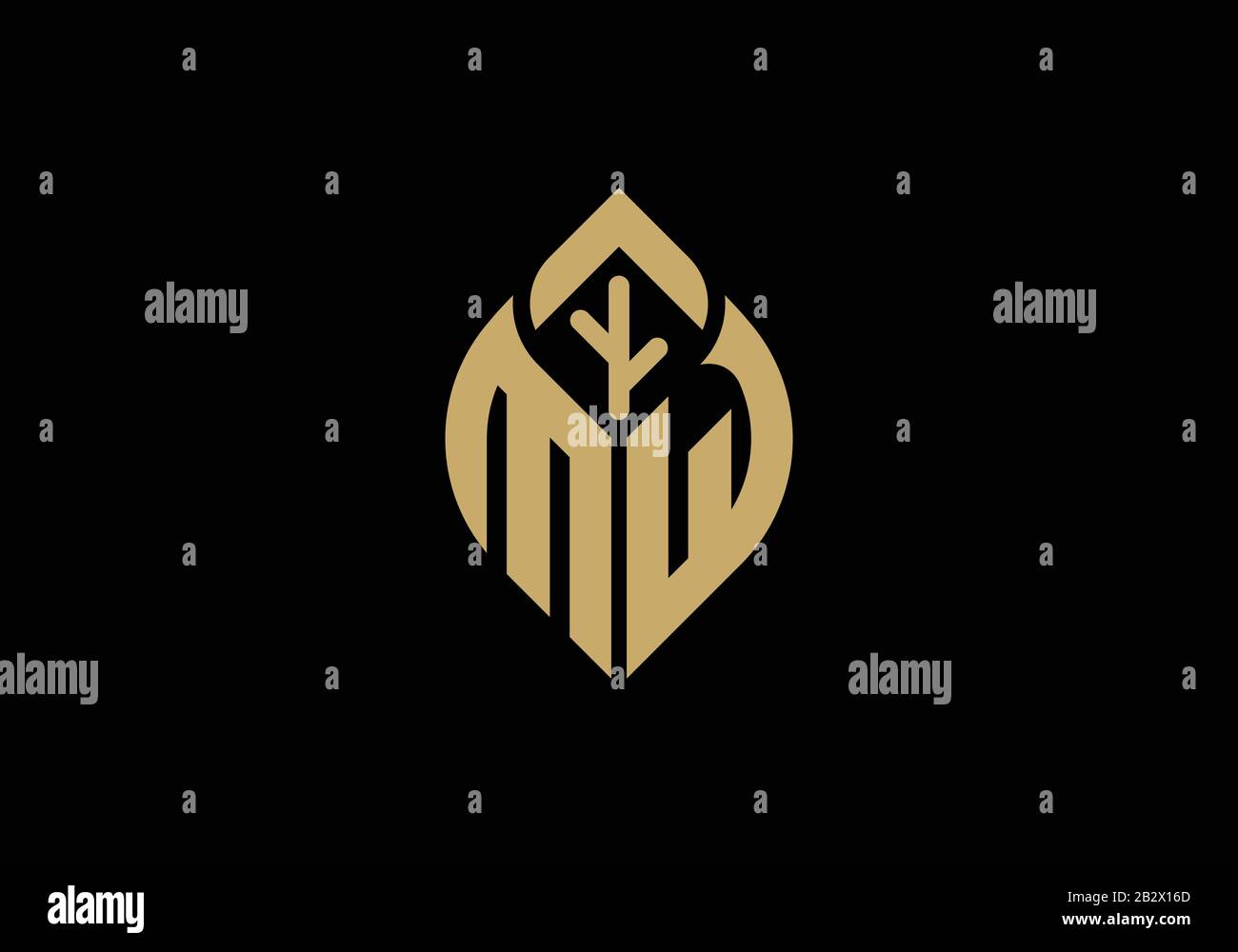 Initial letter M and W with abstract leaf logo sign symbol Stock Vector ...