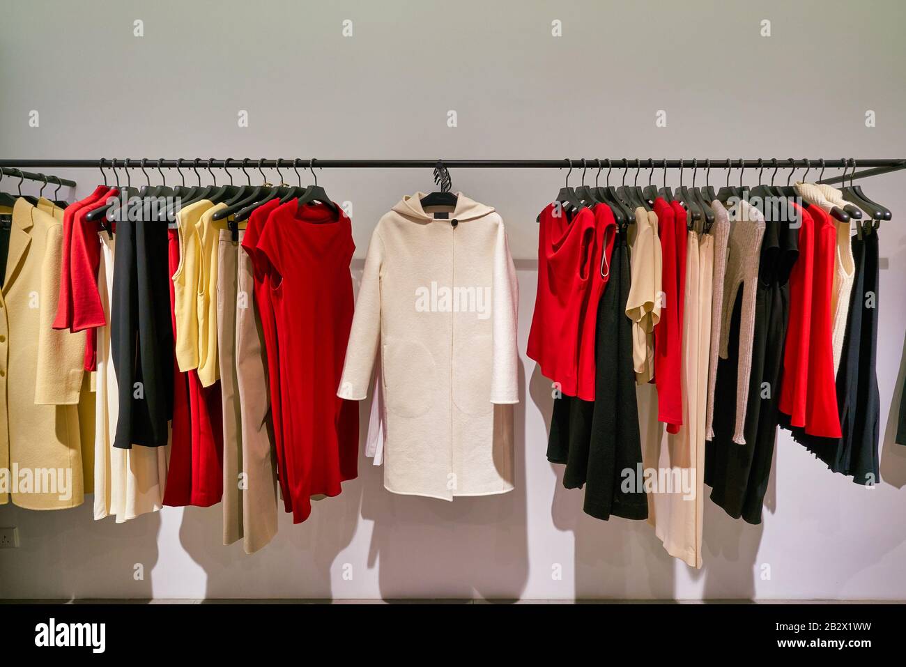 HONG KONG, CHINA - JANUARY 23, 2019: clothes on display at Theory store ...