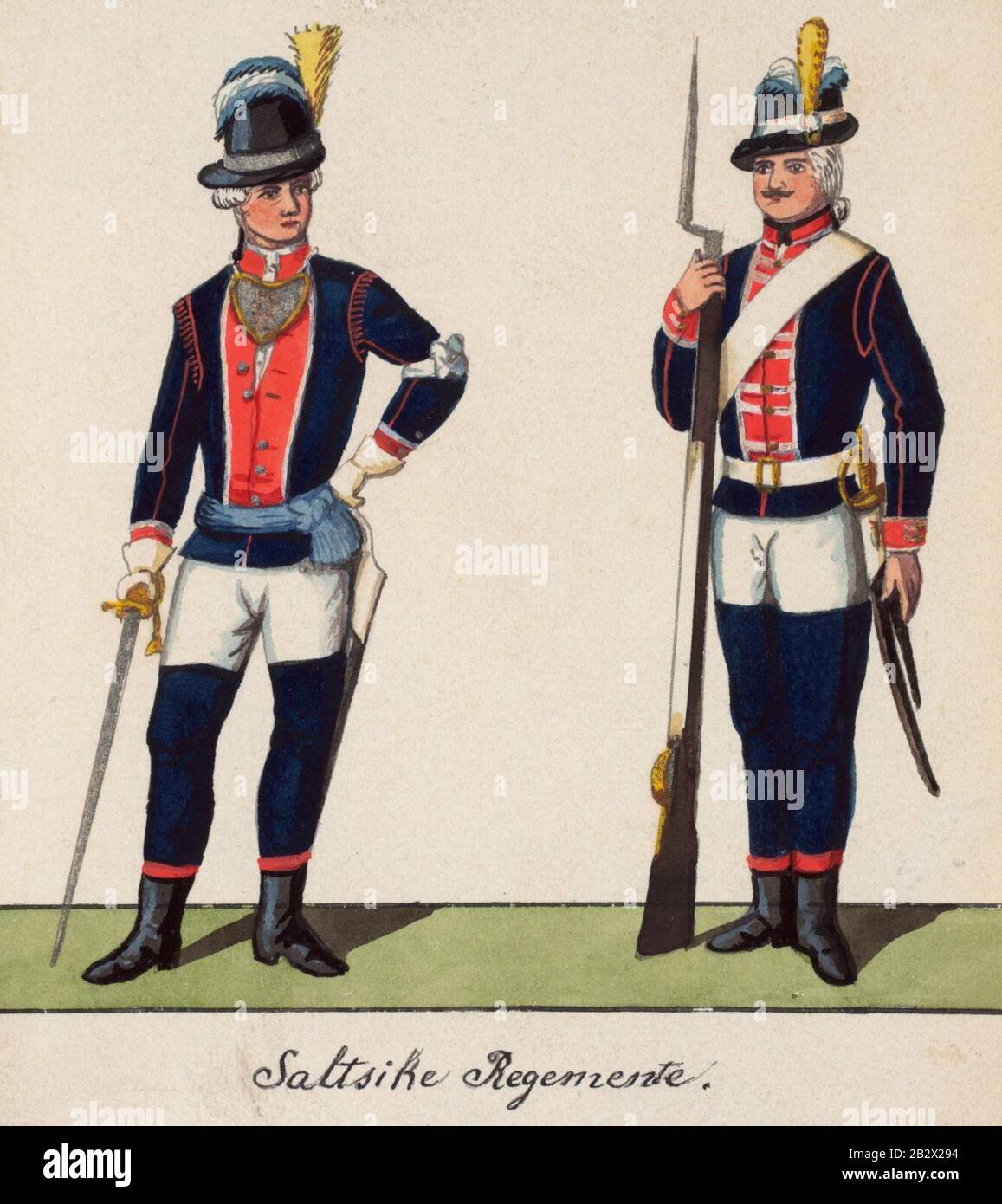 Garnisonsregementet i Göteborg uniform 1779 Stock Photo - Alamy