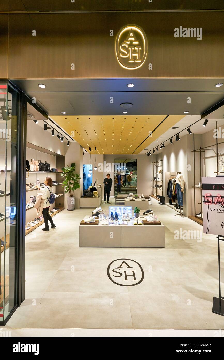 HONG KONG, CHINA - JANUARY 23, 2019: entrance to Ash store at New Town ...