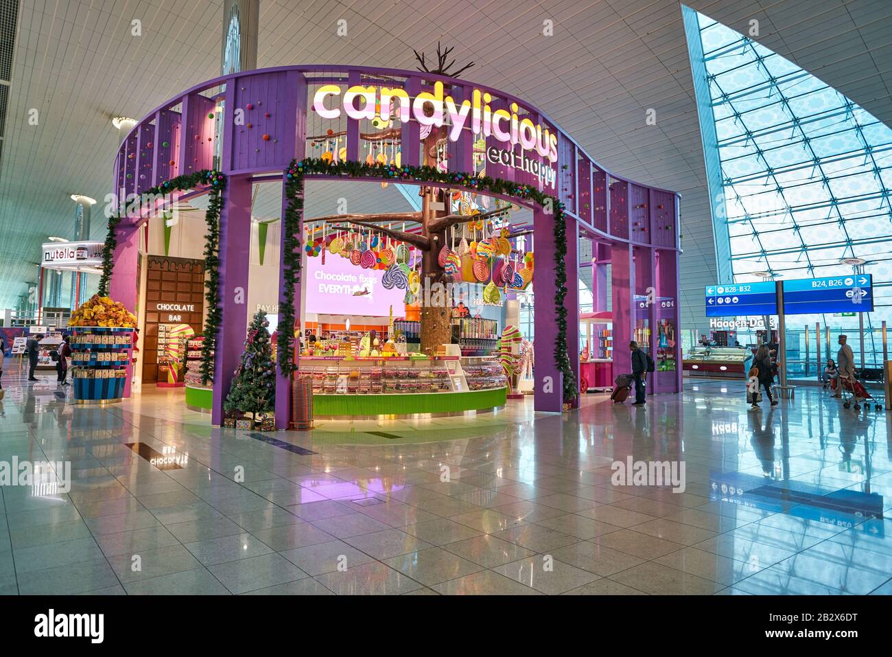 DUBAI, UAE - CIRCA JANUARY 2019: entrance to Candylicious store in ...