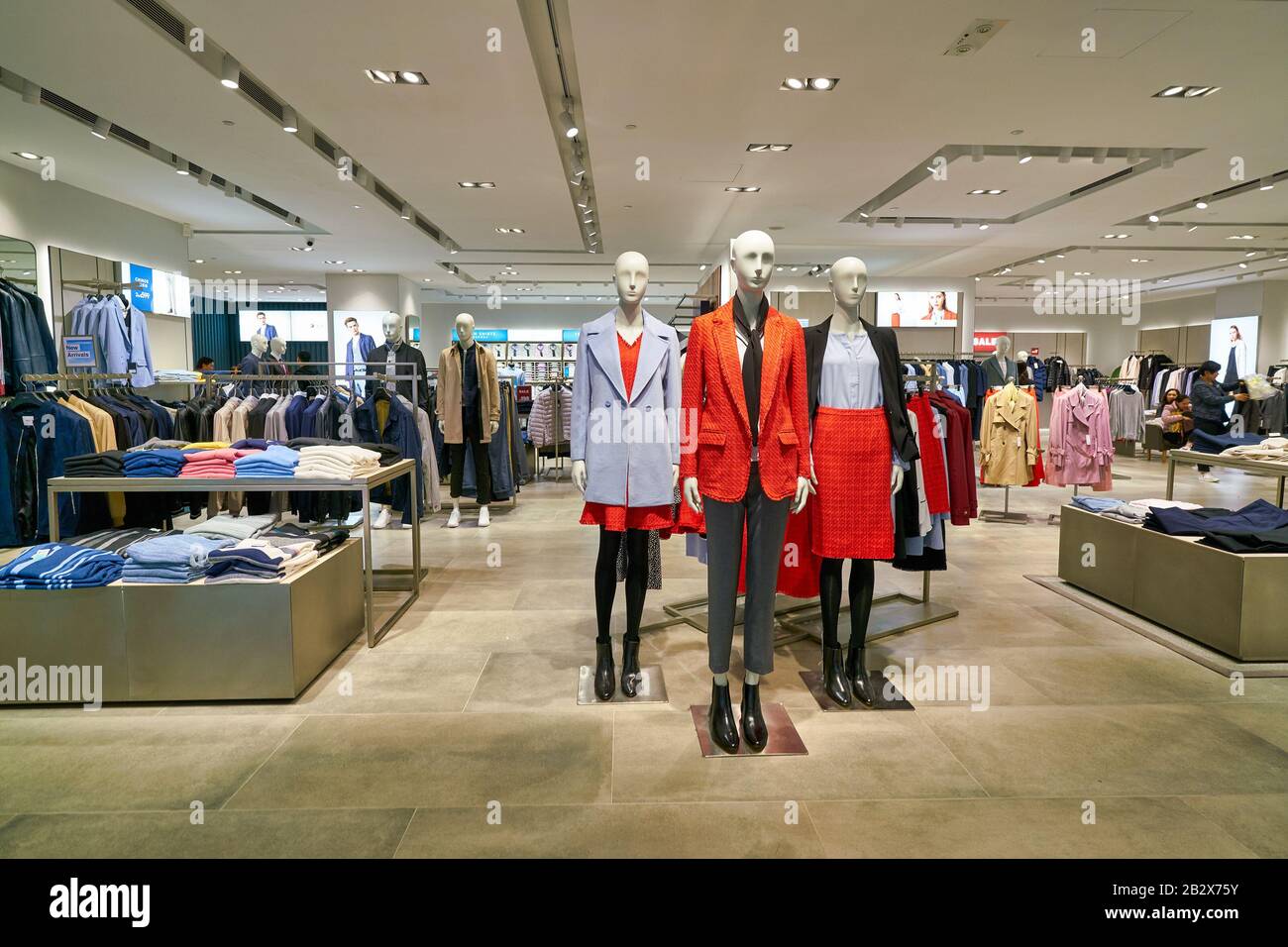 HONG KONG, CHINA - JANUARY 23, 2019: clothes on display at G2000 store ...