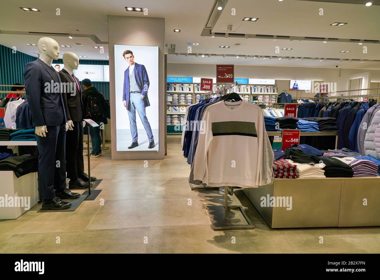 HONG KONG, CHINA - JANUARY 23, 2019: clothes on display at G2000 store ...