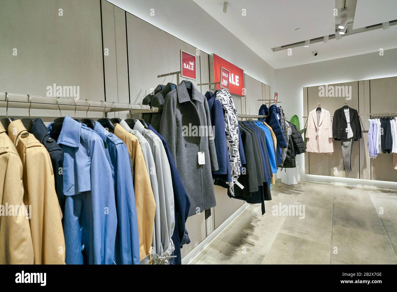 HONG KONG, CHINA - JANUARY 23, 2019: clothes on display at G2000 store ...