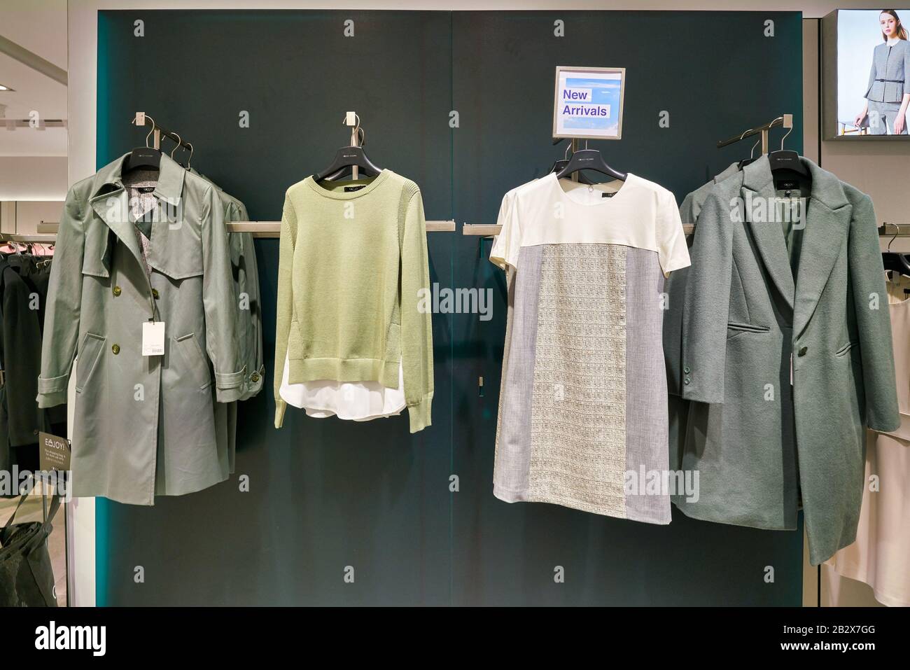 HONG KONG, CHINA - JANUARY 23, 2019: clothes on display at G2000 store ...