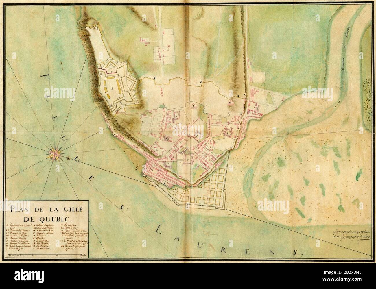 Gaspard-Joseph Chaussegros de Lery, Plan de la ville de Quebec, 1727 ...