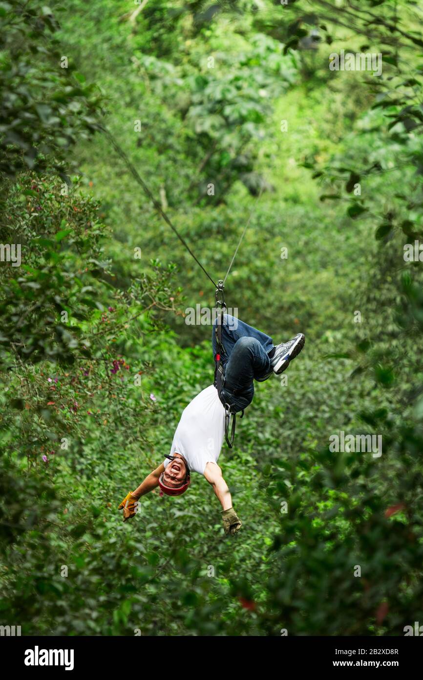 Adult man zip line zipline hi-res stock photography and images - Alamy