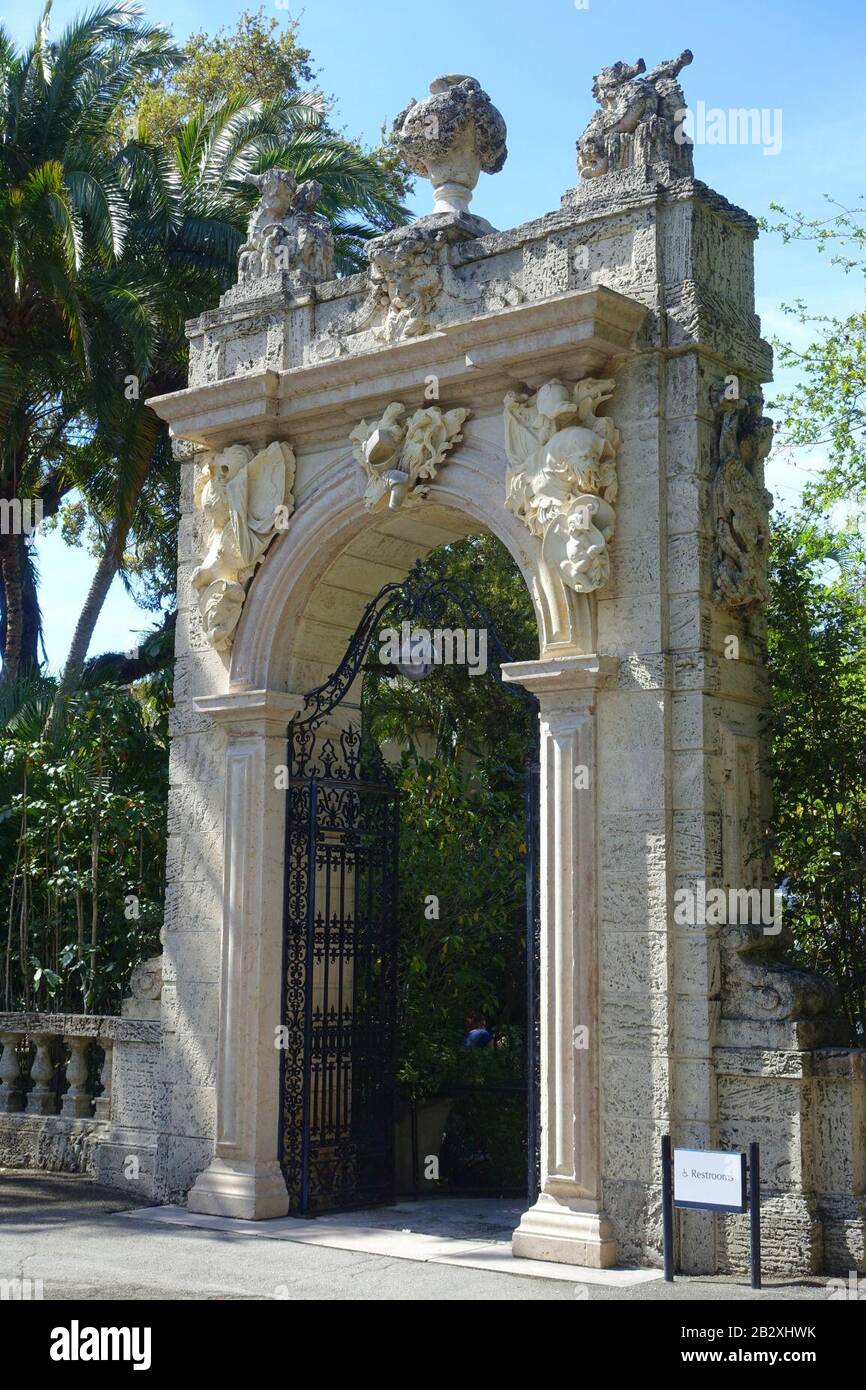 Gate - Vizcaya Museum and Gardens - Miami, Florida Stock Photo - Alamy