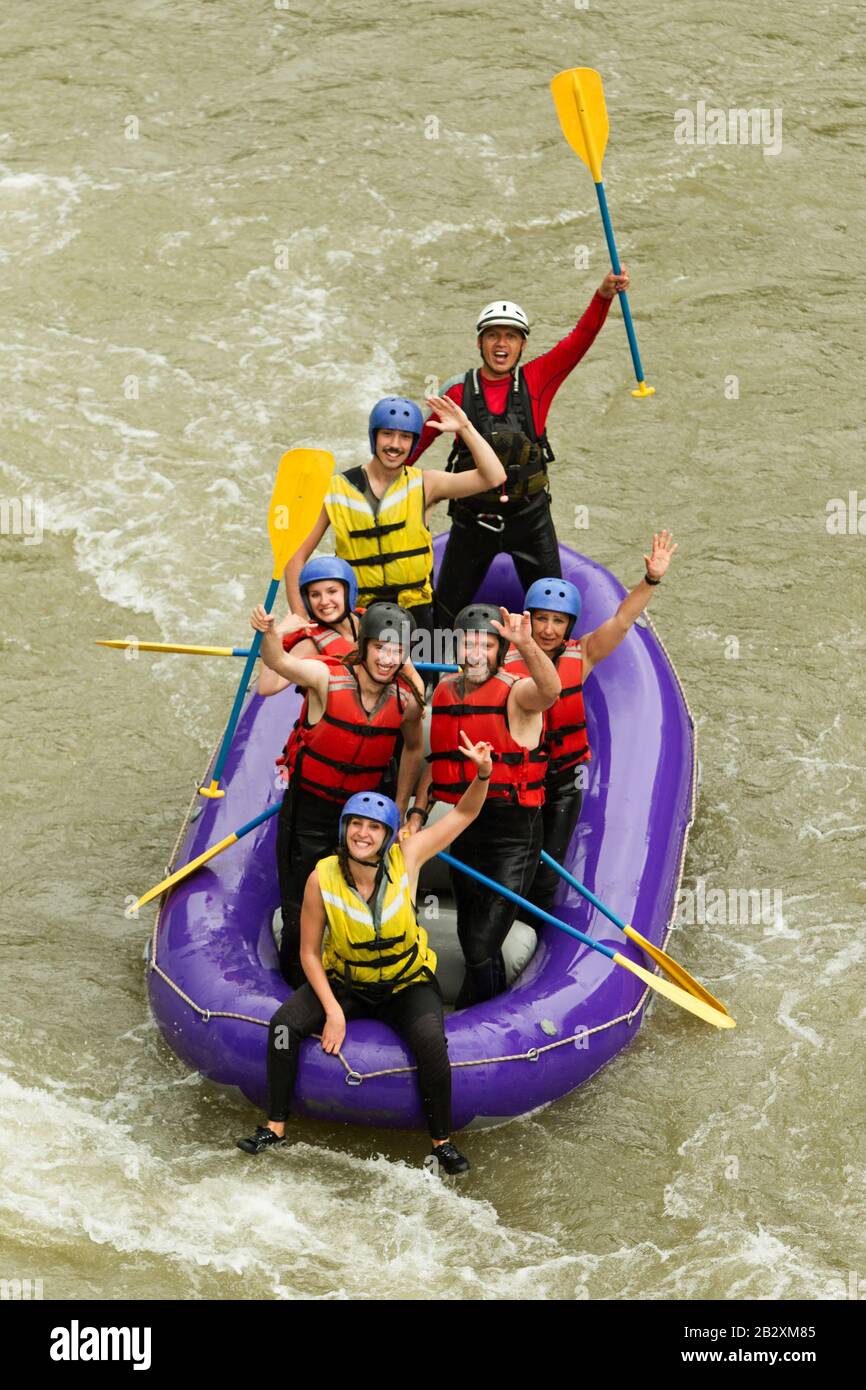 Whitewater Rafting Boat Partnership Of Seven Human Stock Photo - Alamy