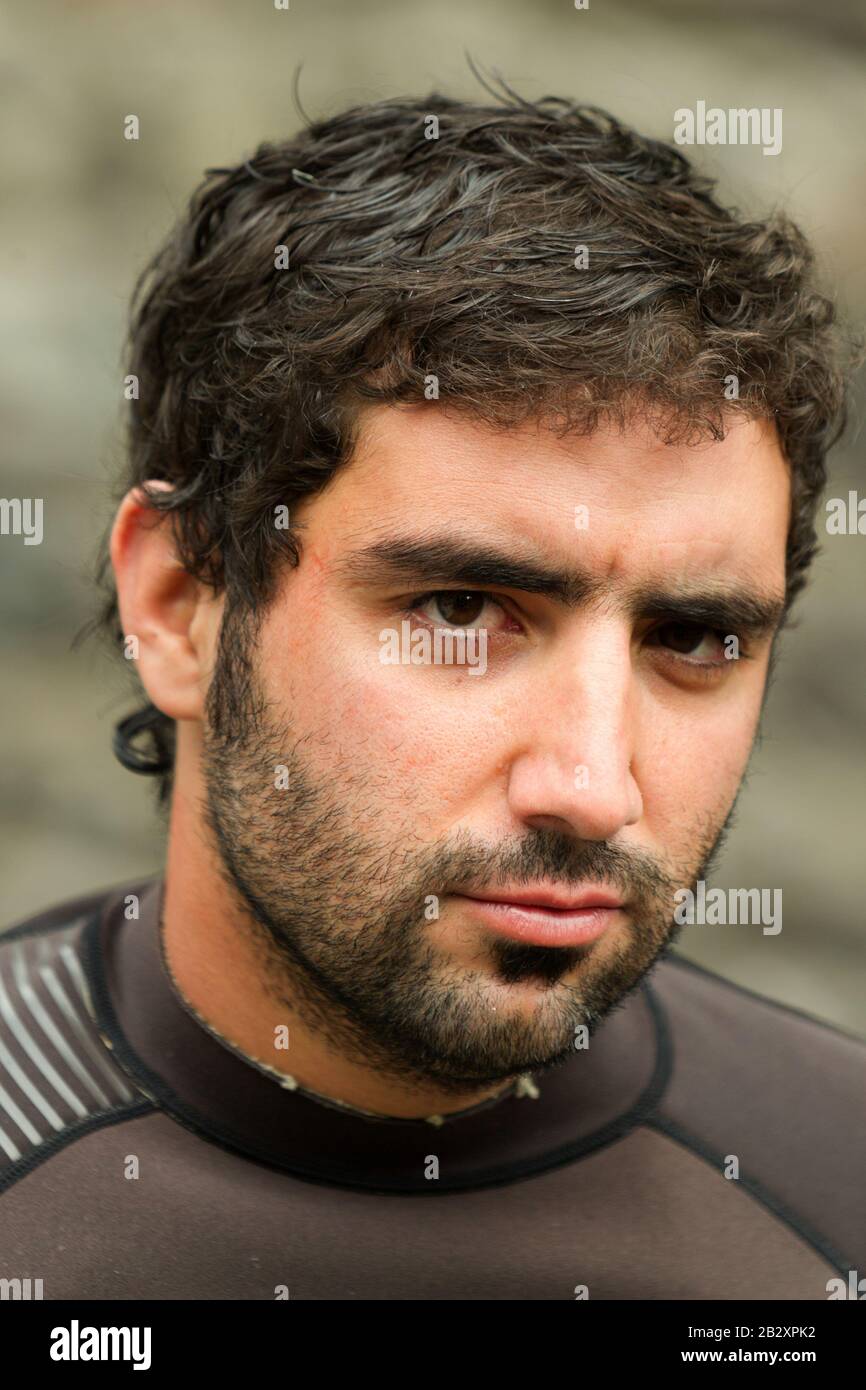 Grown Man Facial Close Up Wearing Neoprene Wet Suit Stock Photo - Alamy