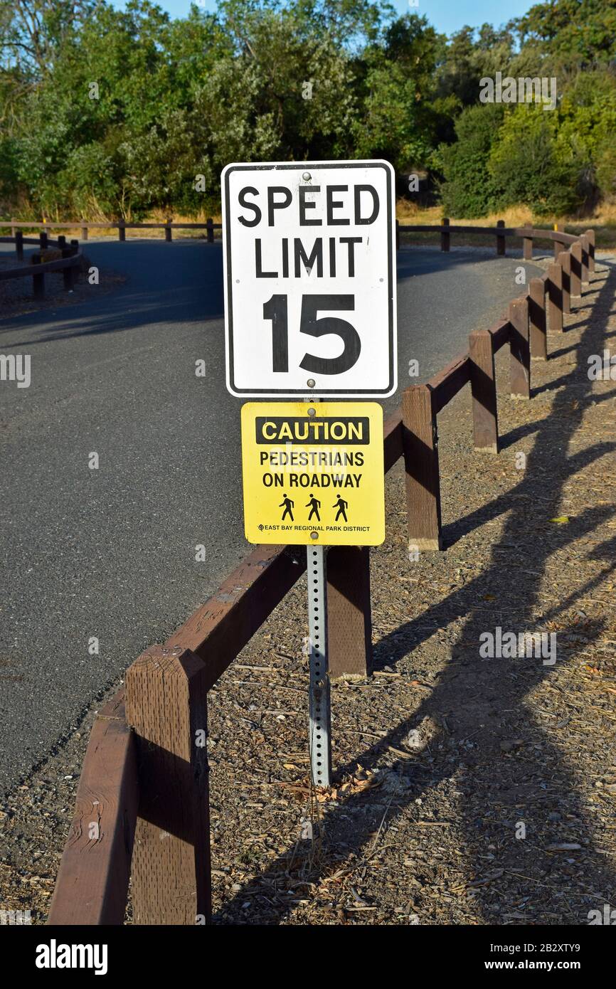 speed limit sign in an East Bay Regional Park, California Stock Photo ...