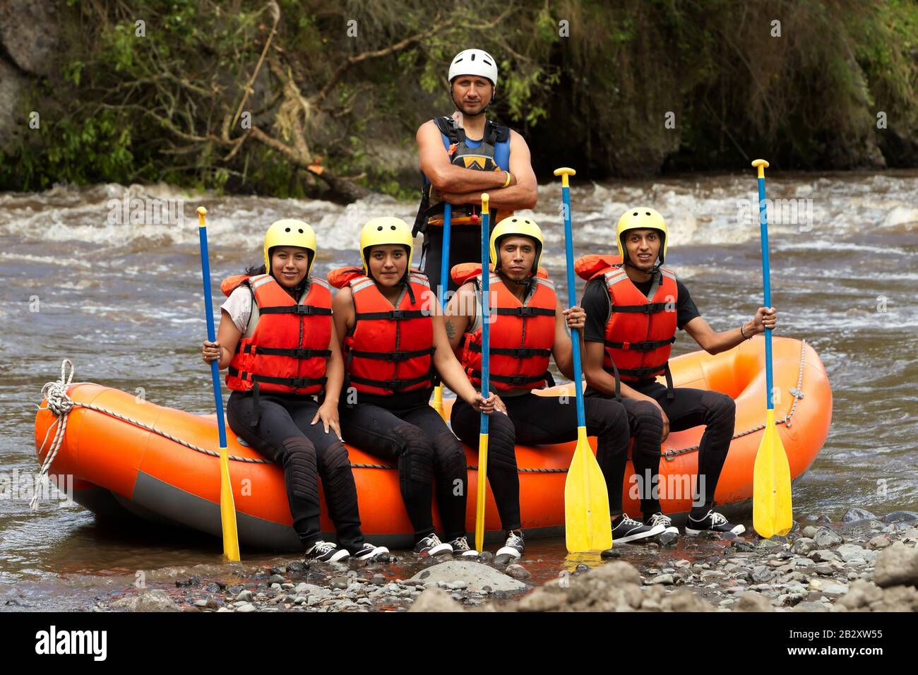 Large Group Of Young People Read To Go Rafting Stock Photo - Alamy